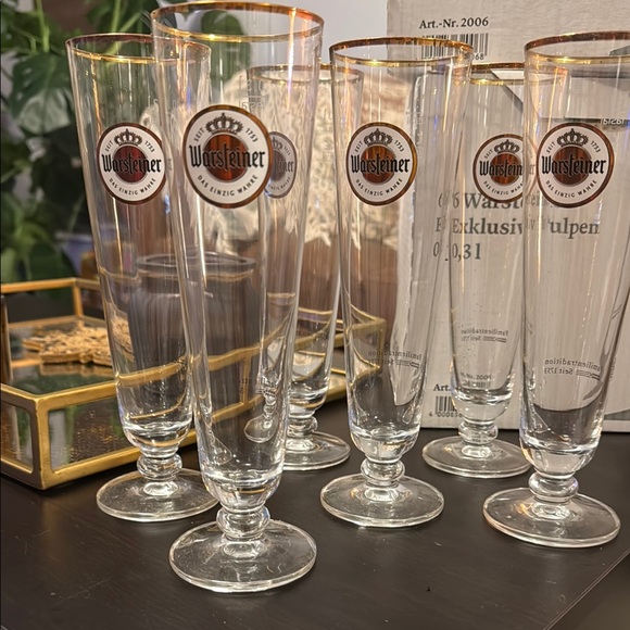 Warsteiner | Dining | Goldrimmed Beer Glass Set | Poshmark